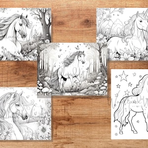 Magical Horses Coloring Pages: 22 Whimsical Designs (PDF, PNG Instant ...