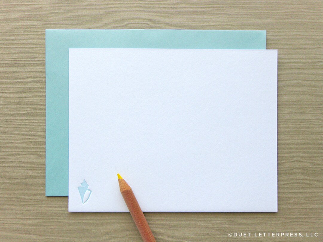 Letterpress Sea Shell Note Cards - Etsy