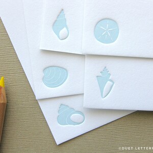 Letterpress Sea Shell Note Cards - Etsy