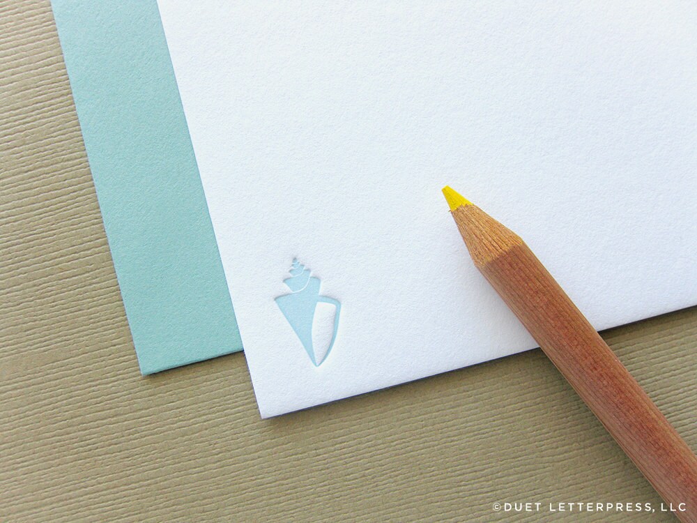 Letterpress Sea Shell Note Cards - Etsy