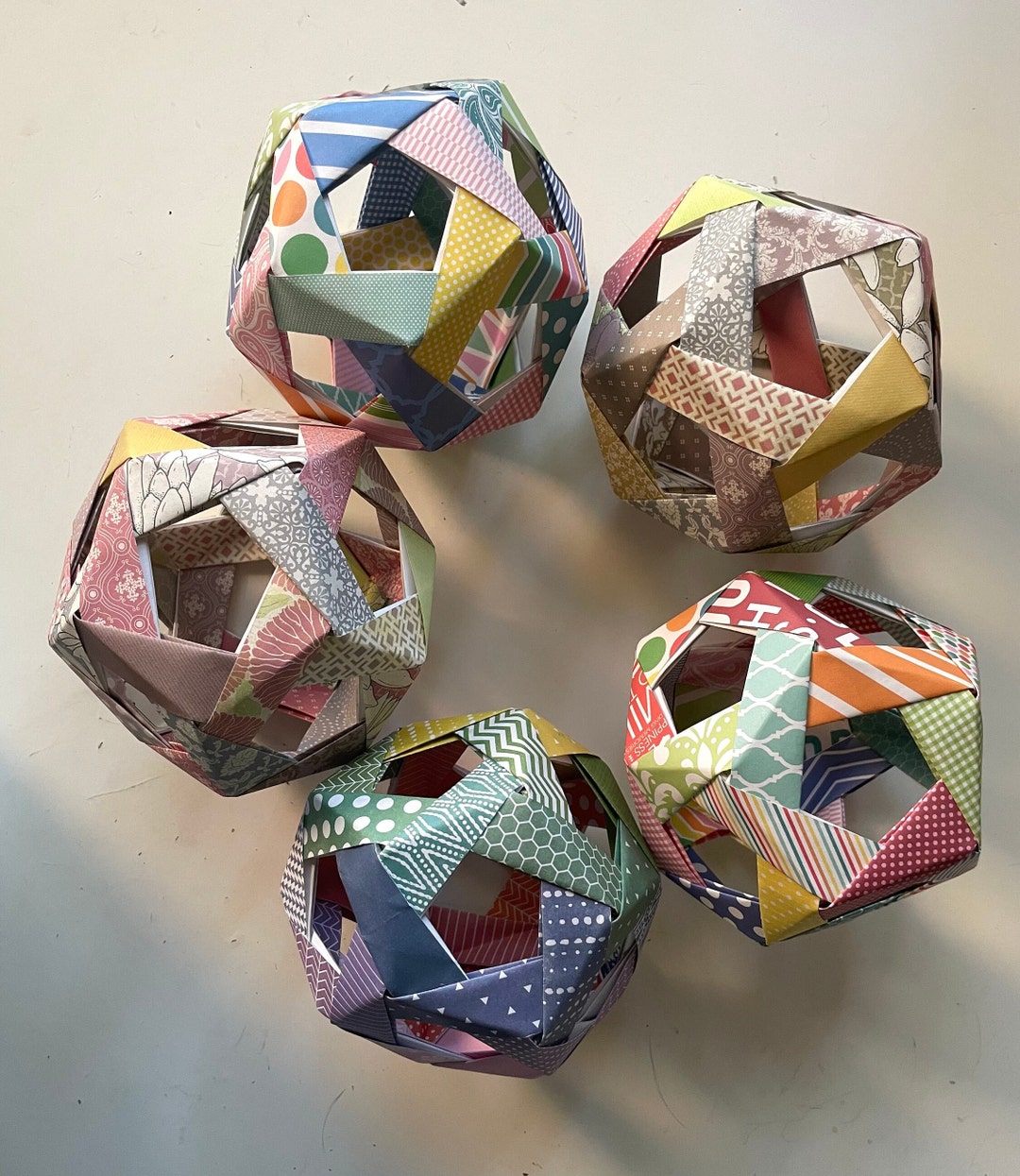 Set of 5: Modular Origami Balls Decorative Colorful - Etsy