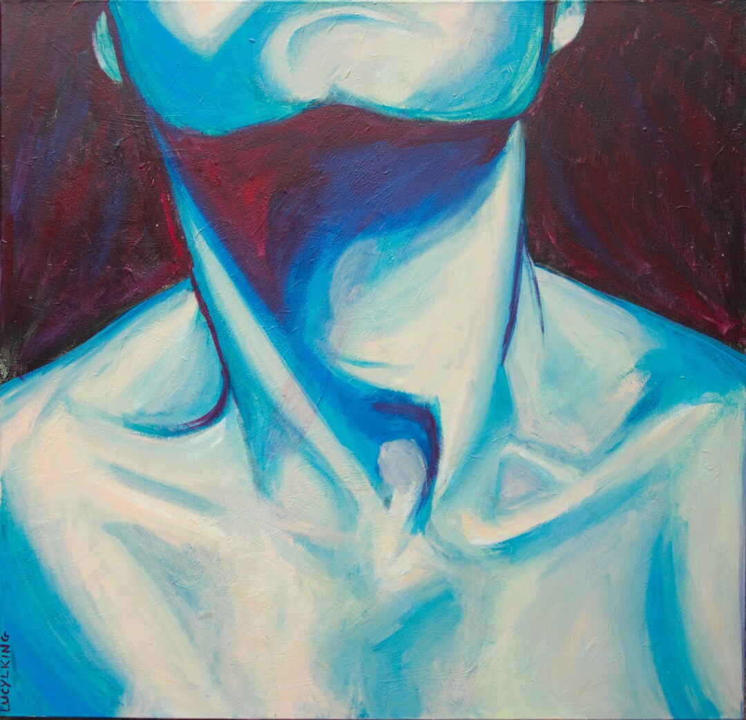 Original Blue Expression Painting – Moody Abstract Portrait - Etsy
