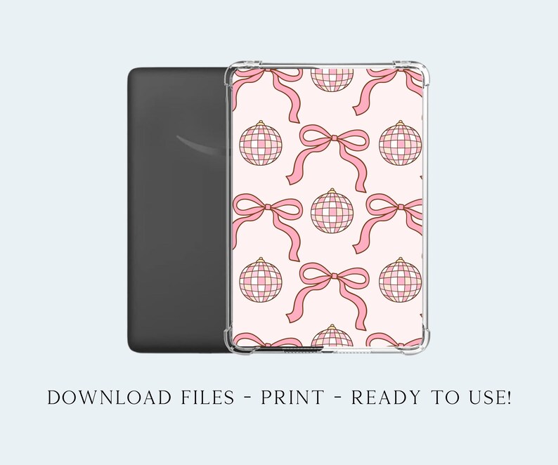 Preppy Coquette Printable Kindle Insert for Clear Case, Trendy Pink Bow ...