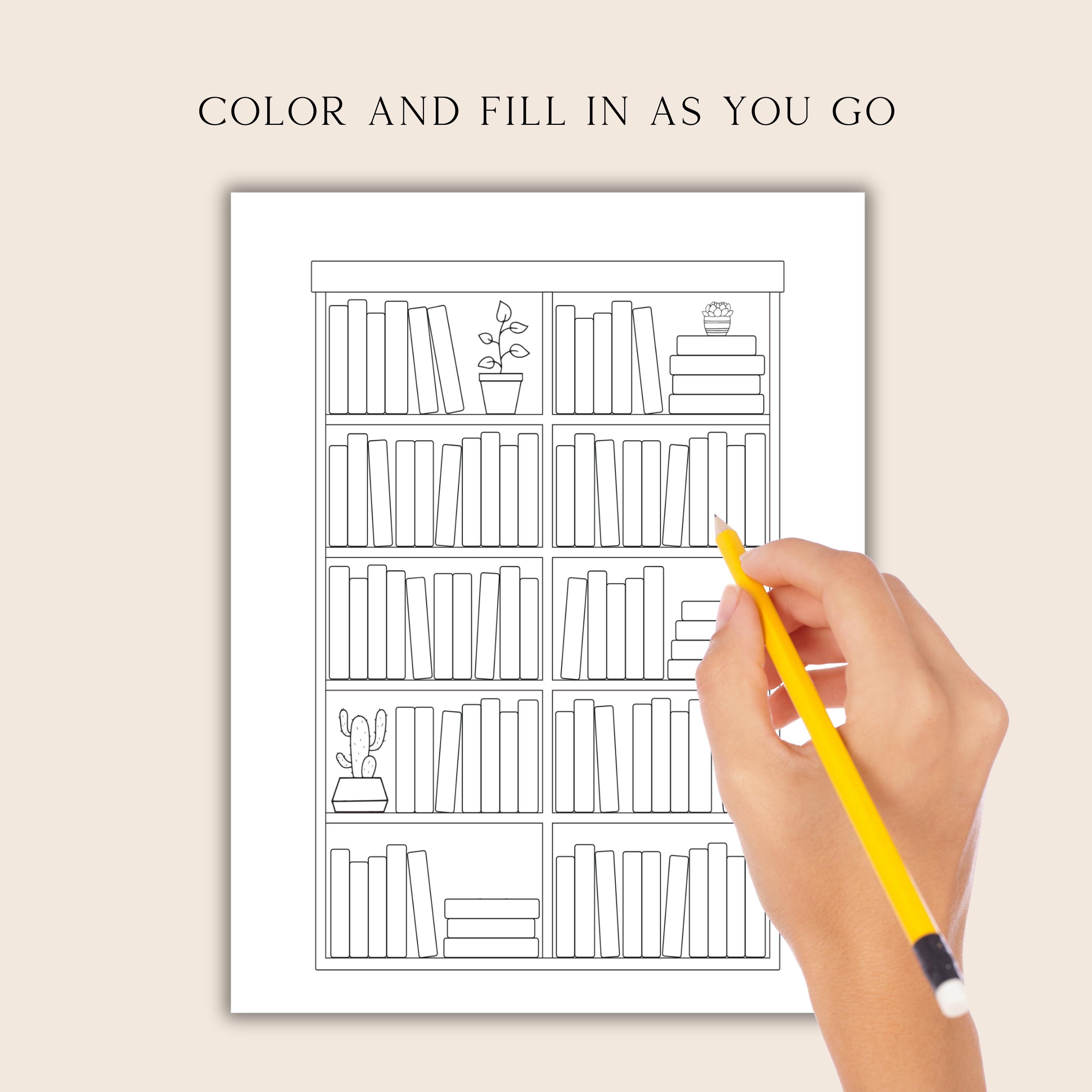 Blank Bookshelf Reading Tracker, Coloring Book Tracker Printable ...