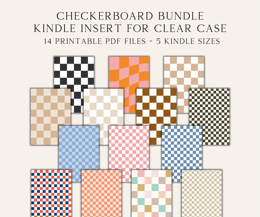 Printable Checkerboard Kindle Insert, Paper White Trendy Printable Case ...