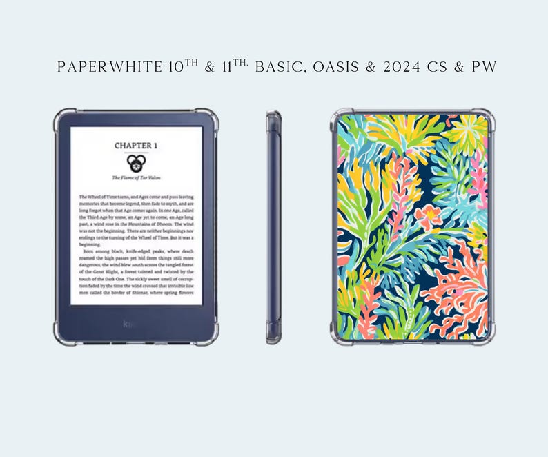 Kindle Paperwhite Printable Insert for Clear Case, Preppy Vibrant ...