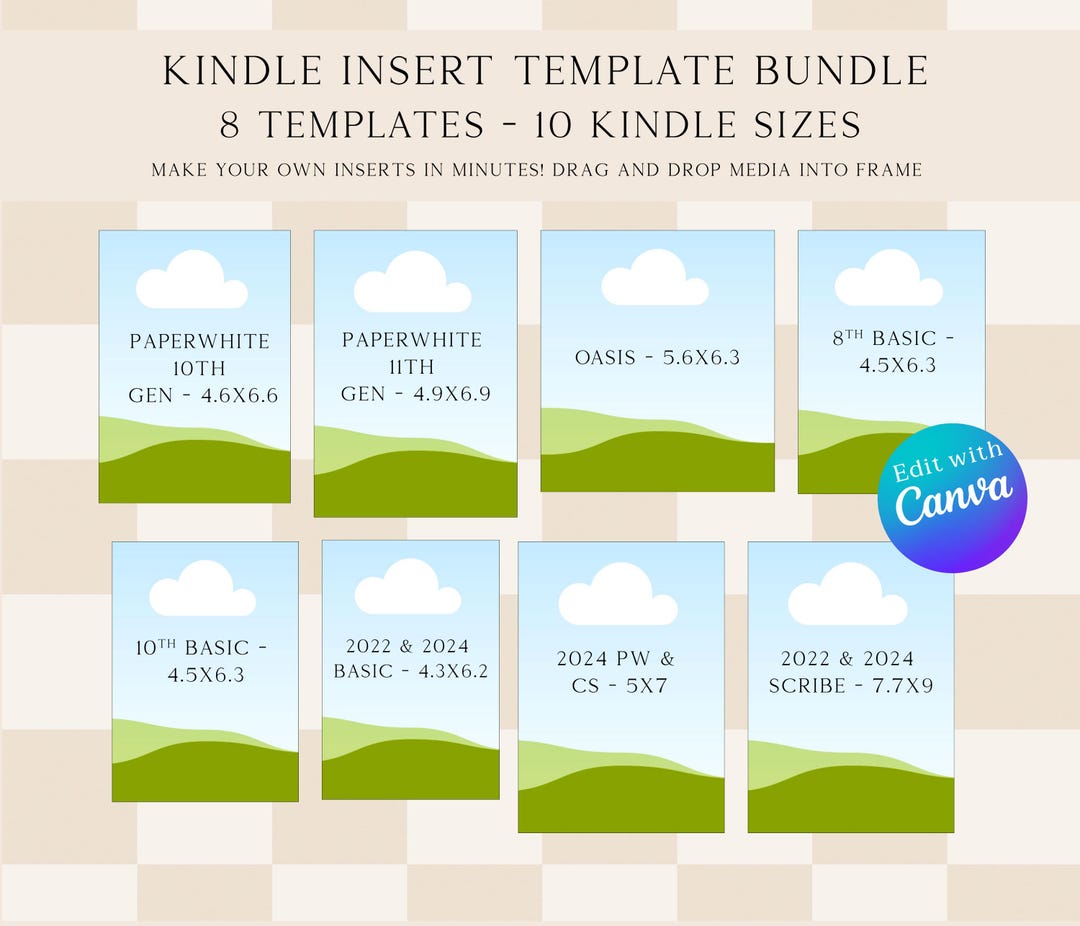 Kindle Insert Template Bundle: DIY Clear Case Designs (digital Download ...