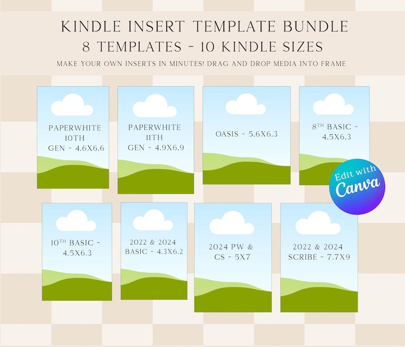 Kindle Insert Template Bundle: DIY Clear Case Designs (digital Download ...