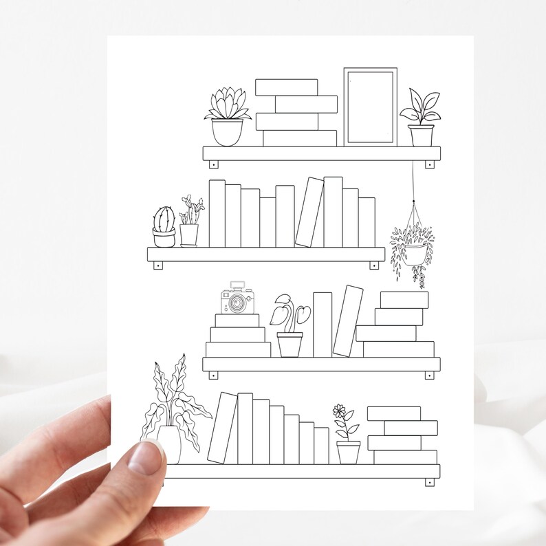 Blank Bookshelf Reading Tracker, Coloring Book Tracker Printable ...