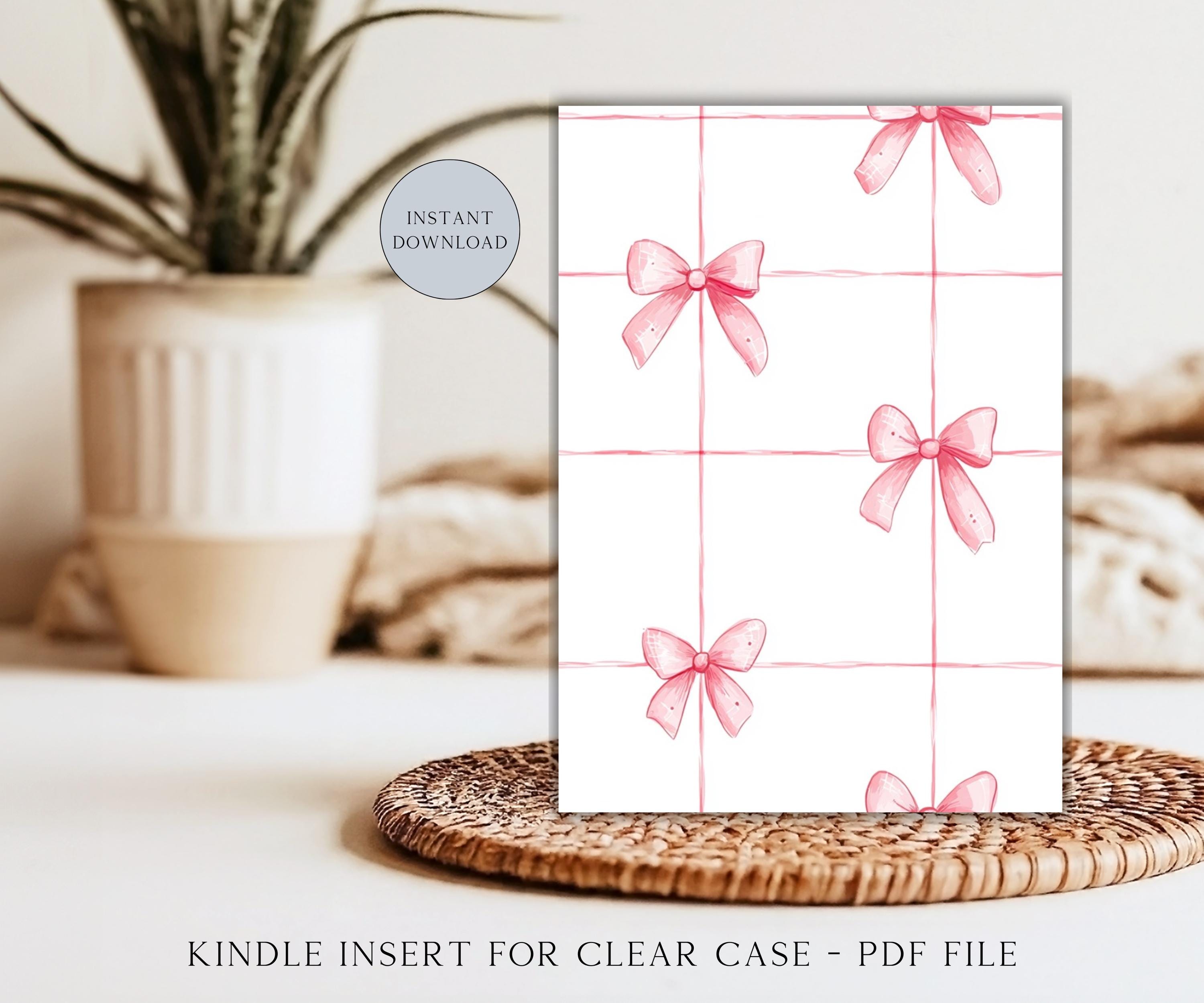 Preppy Coquette Printable Kindle Insert for Clear Case, Trendy Pink Bow ...