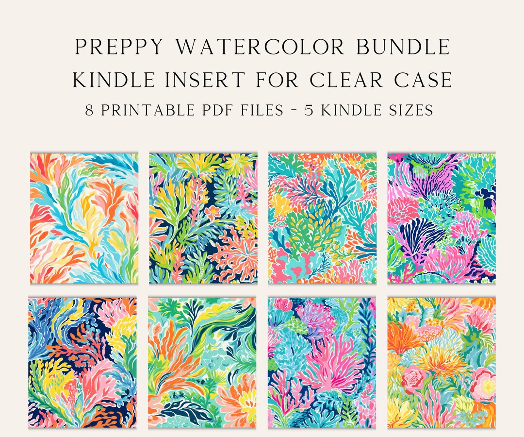 Kindle Paperwhite Printable Insert for Clear Case, Preppy Vibrant ...