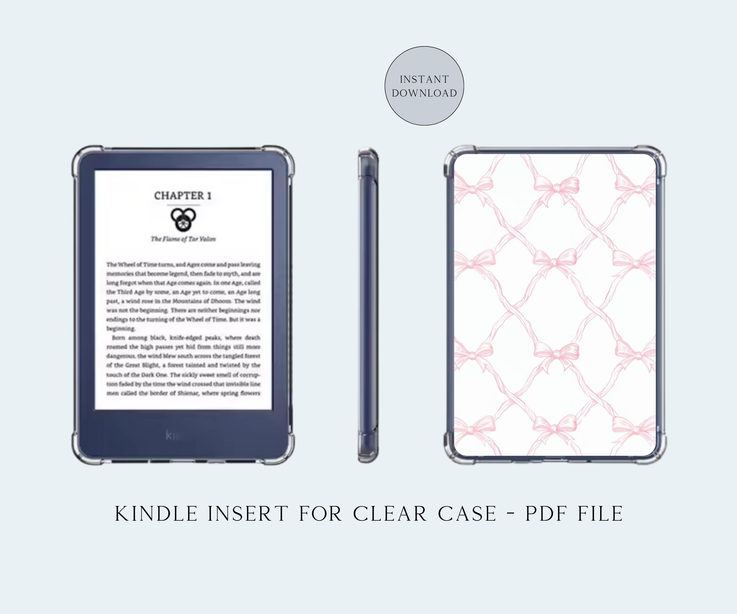 Preppy Coquette Printable Kindle Insert for Clear Case, Trendy Pink Bow ...