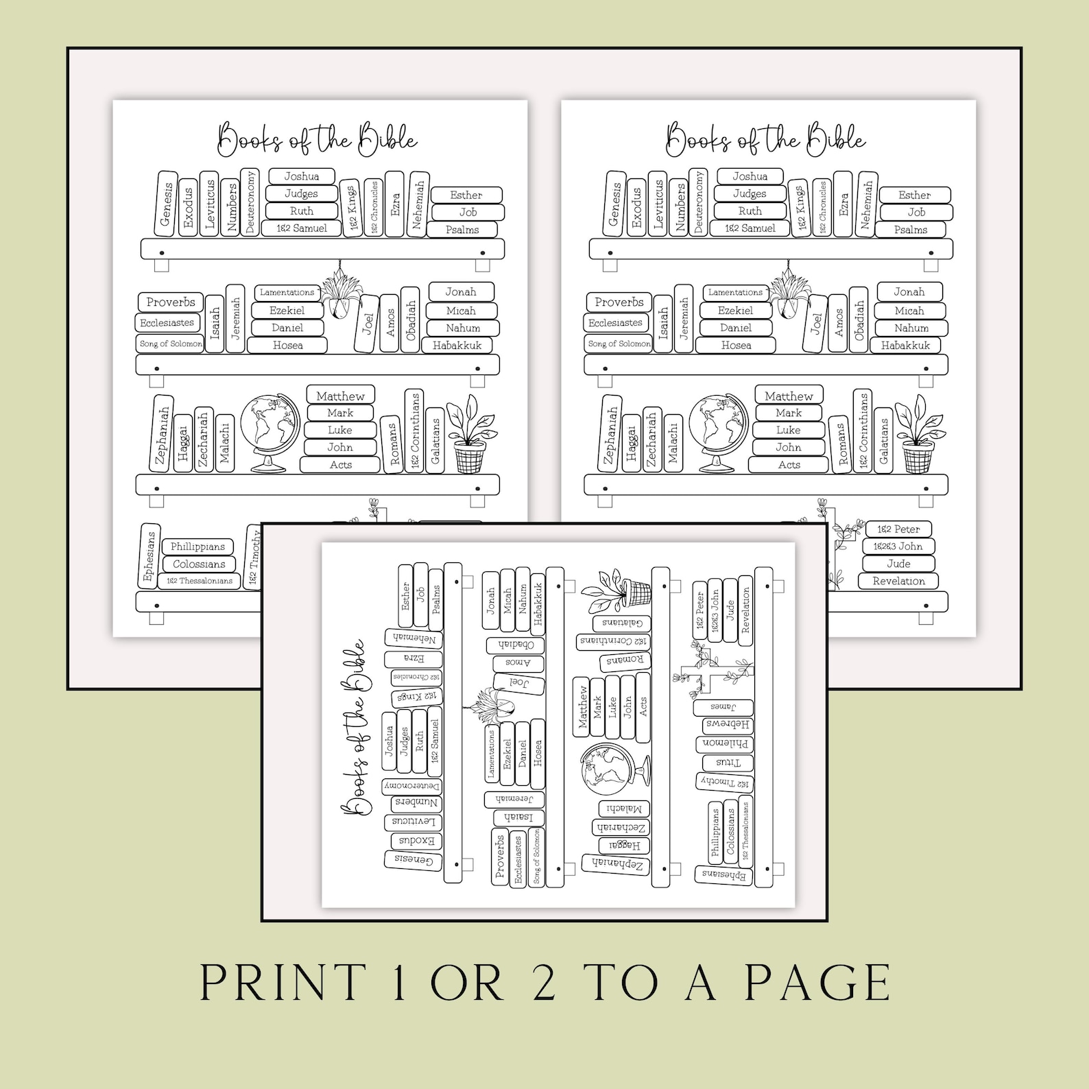 Printable Bible Book Tracker, Digital Books of the Bible Coloring ...