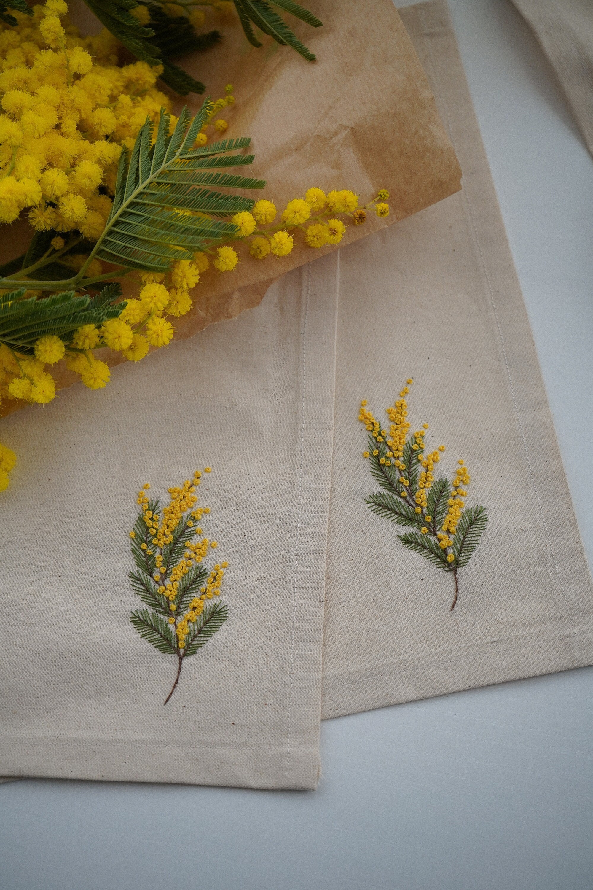 Set of 4 Handmade Embroidered Table Napkins – Elegant Dining Linens ...