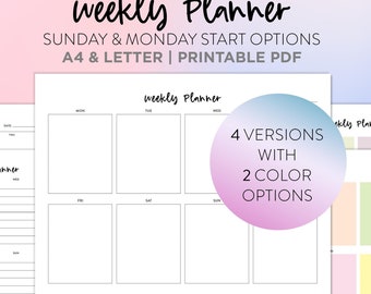 Weekly Planner Printable Landscape, Horizontal Weekly Schedule, Week at ...