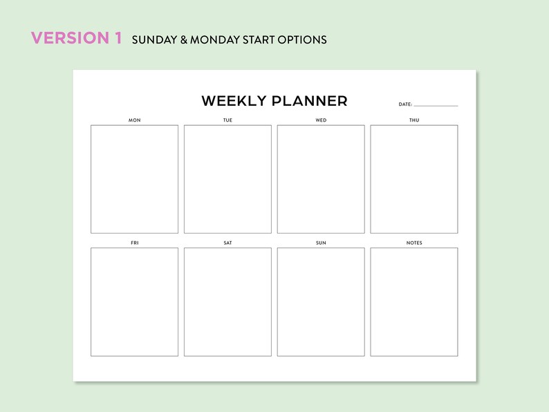 Weekly Planner Printable Landscape, Horizontal Weekly Schedule, Week at ...