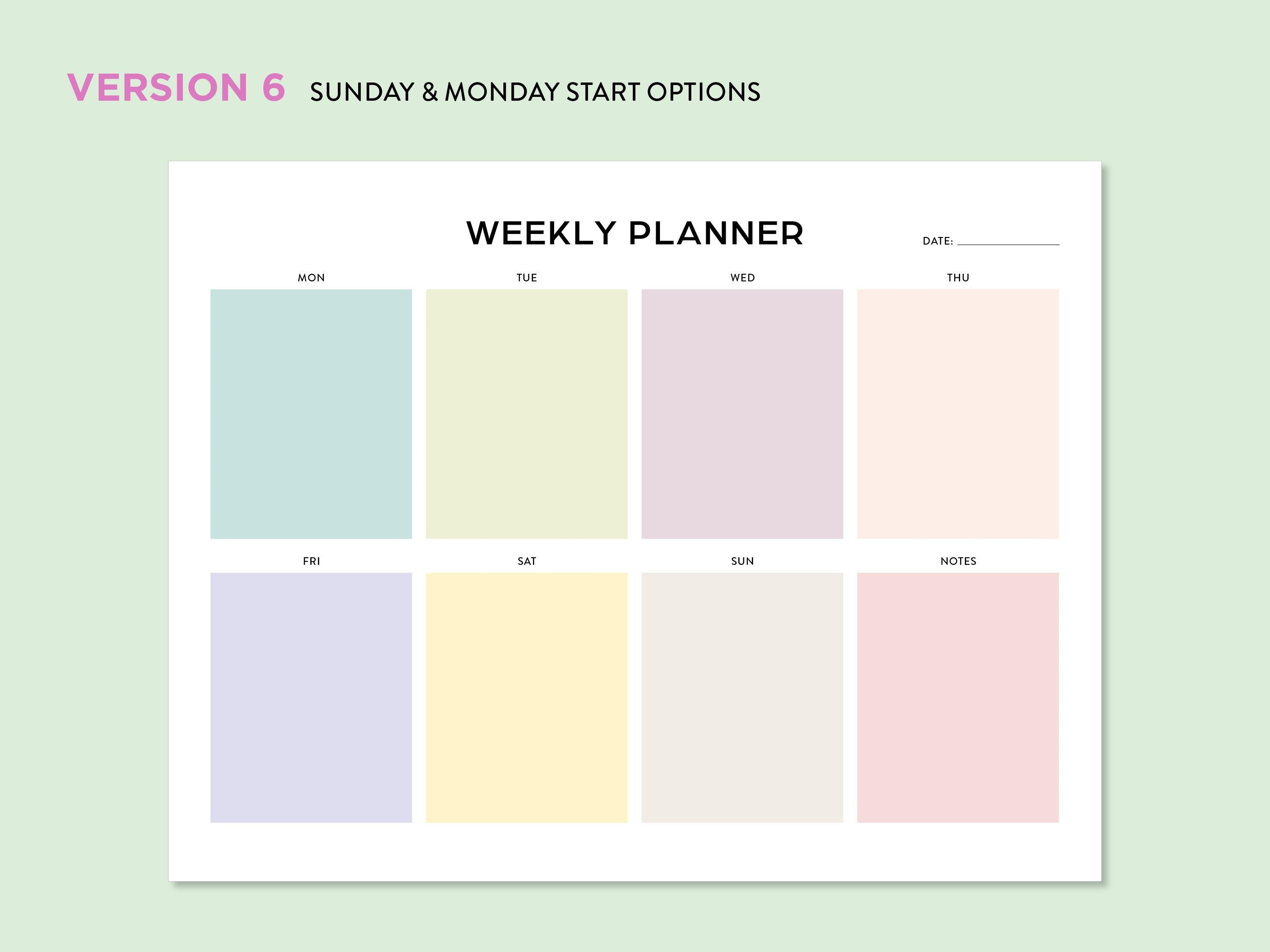 Weekly Planner Printable Landscape, Horizontal Weekly Schedule, Week at ...