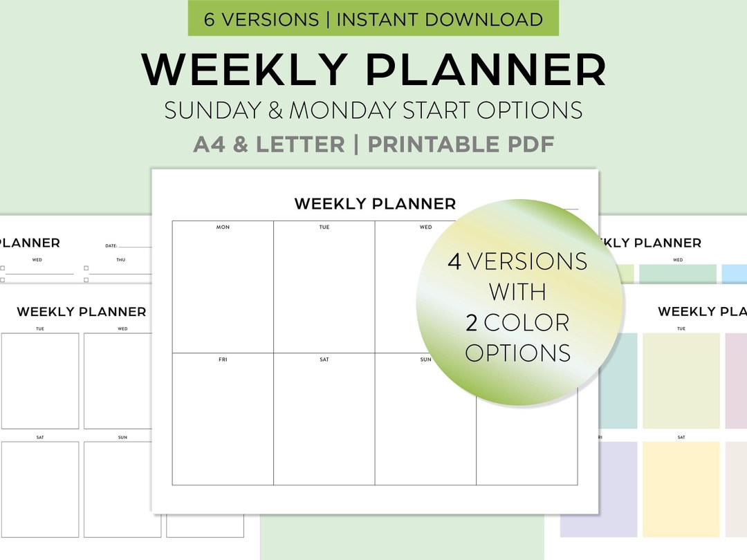 Weekly Planner Printable Landscape, Horizontal Weekly Schedule, Week at ...