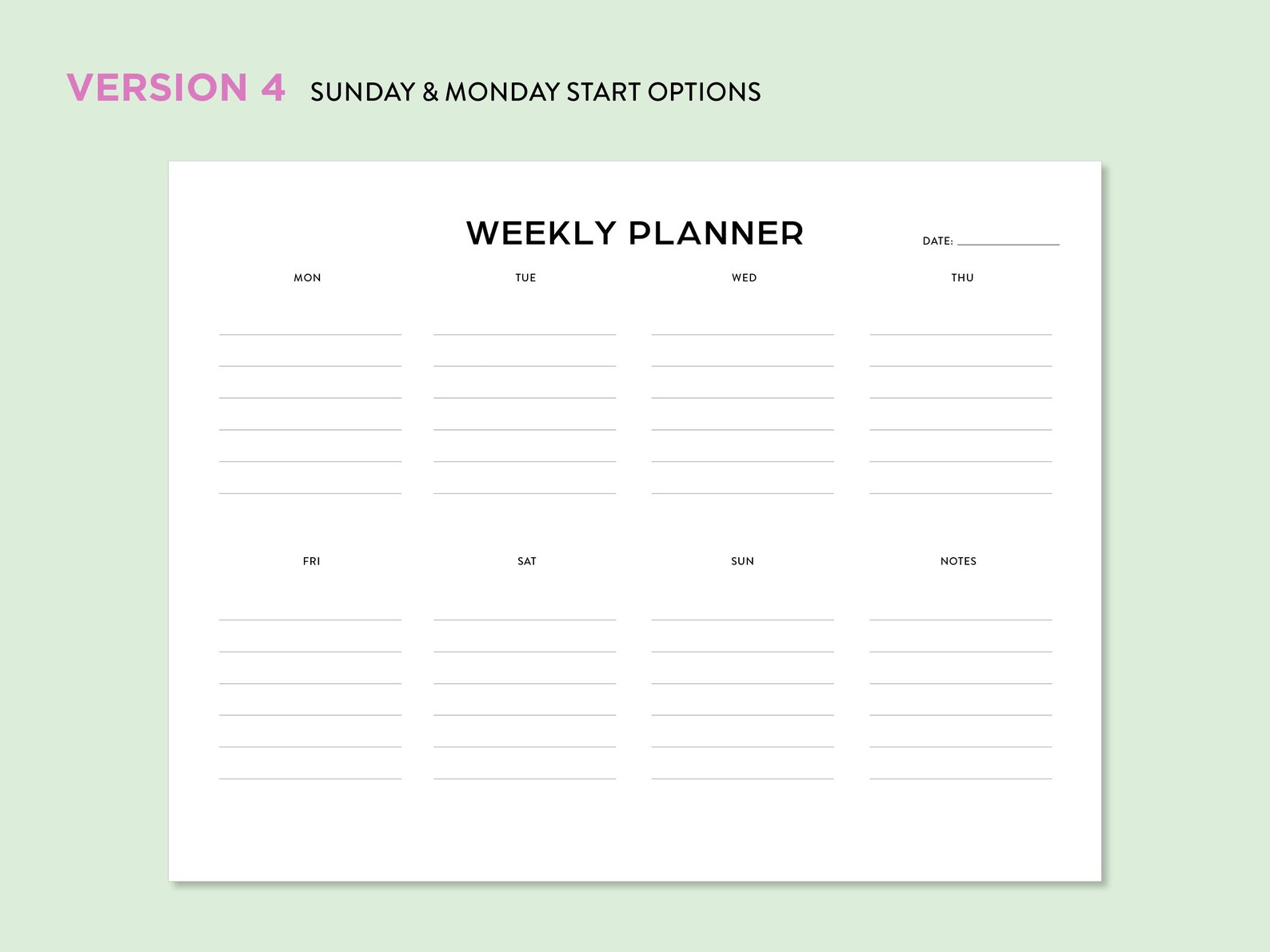 Weekly Planner Printable Landscape, Horizontal Weekly Schedule, Week at ...