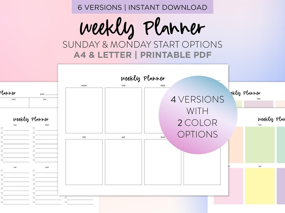 Weekly Planner Printable Landscape, Horizontal Weekly Schedule, Week at ...