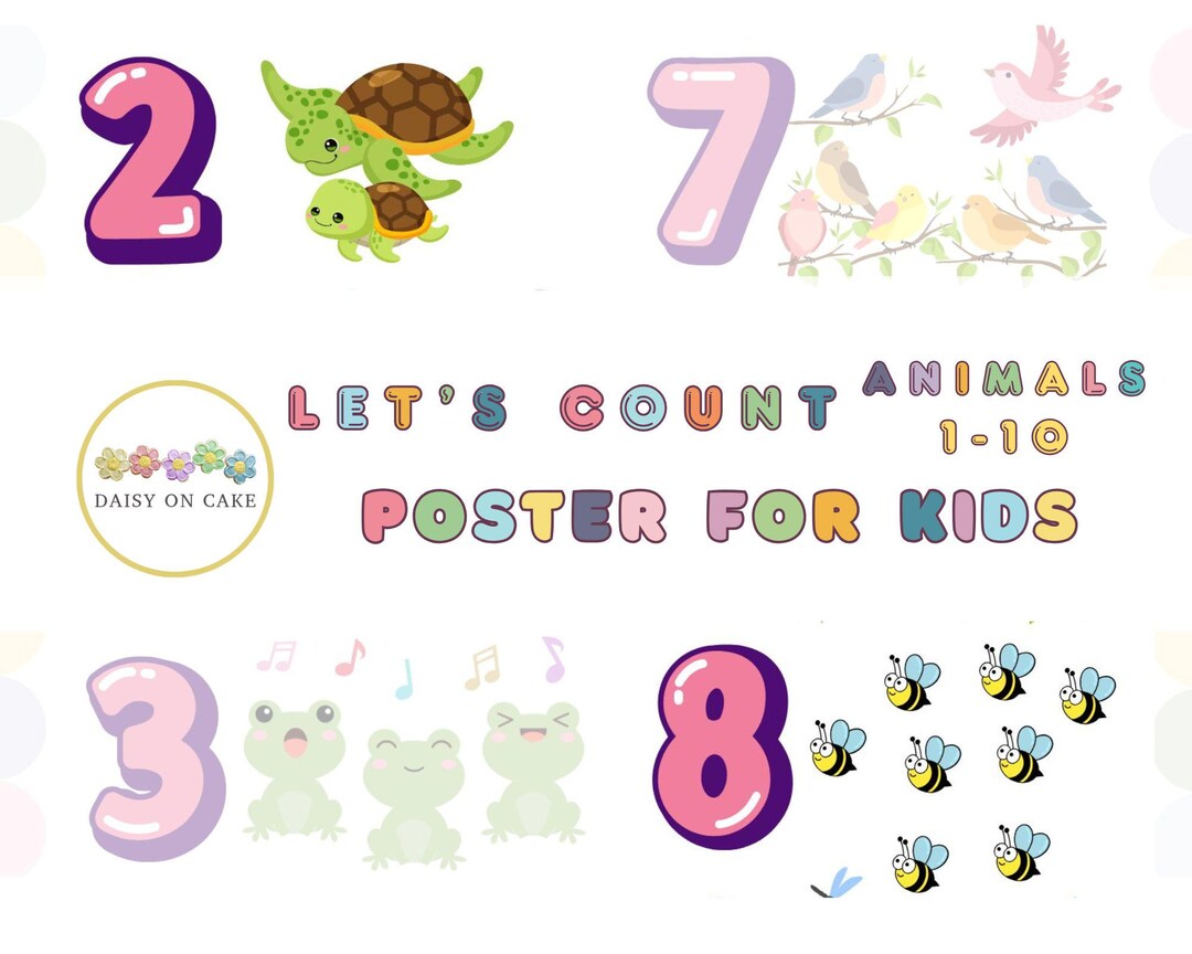 Animals Numbers Poster | Educational Nursery Decor (digital Download ...