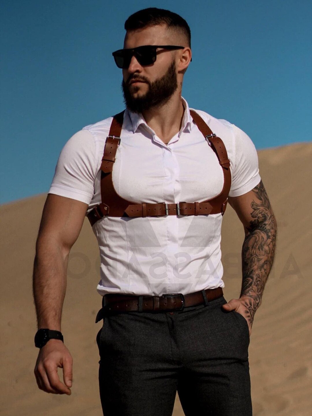 Deluxe Leather Harness for Men – Best Groomsmen Gift, Vintage Brown ...