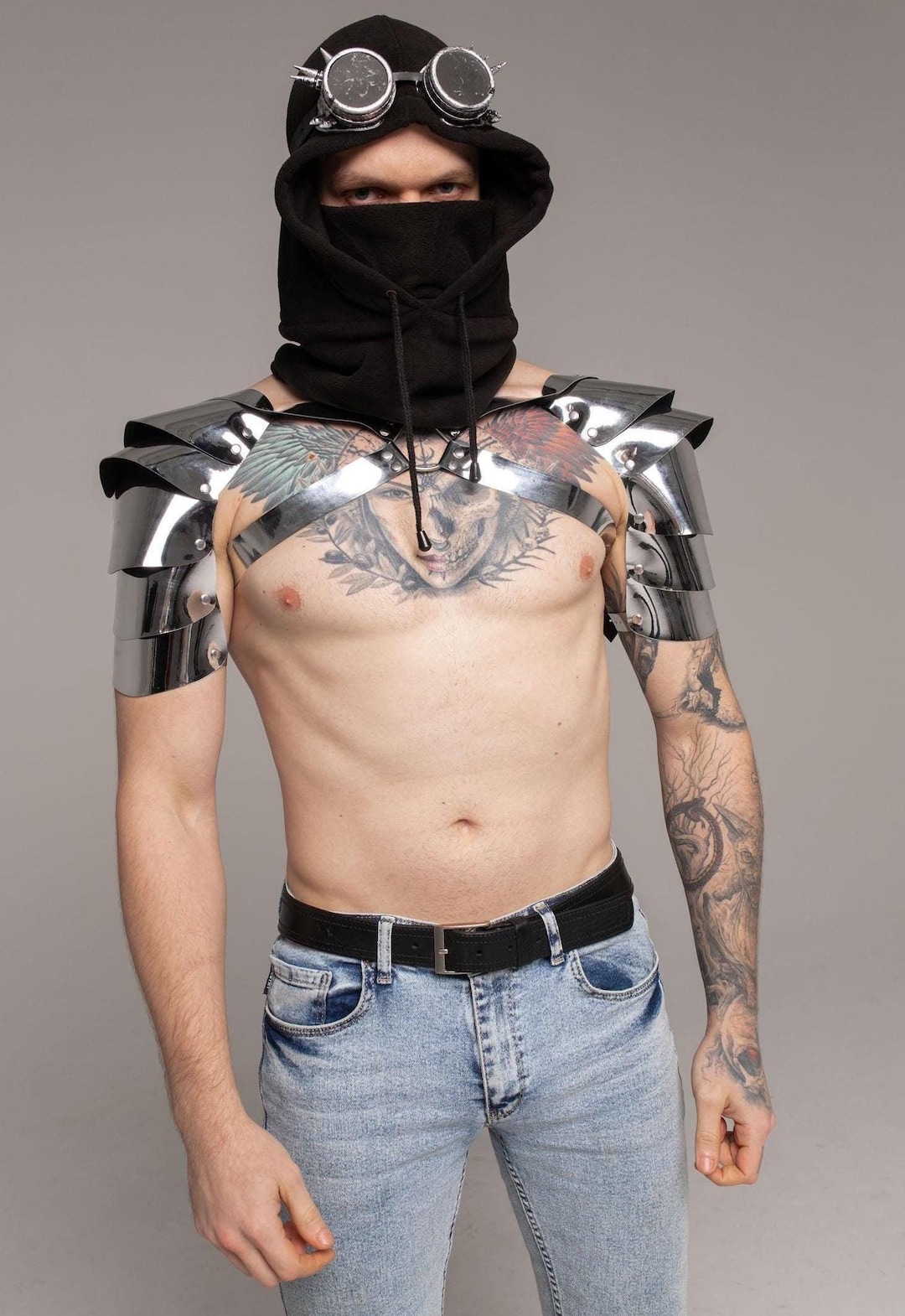 Festival Men's Rave Outfit for Burning Man Wear, Metallic Armor ...