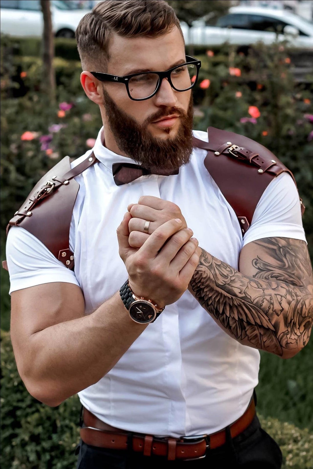 Exclusive Leather Shoulders Armor – Handmade Chest Harness for Men ...