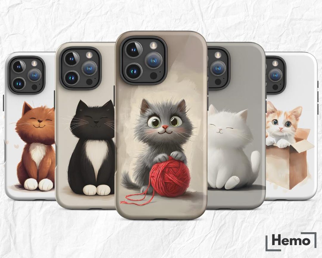 Watercolor Cute Kitties Phone Case | Aesthetics Cute Cat Cover for ...
