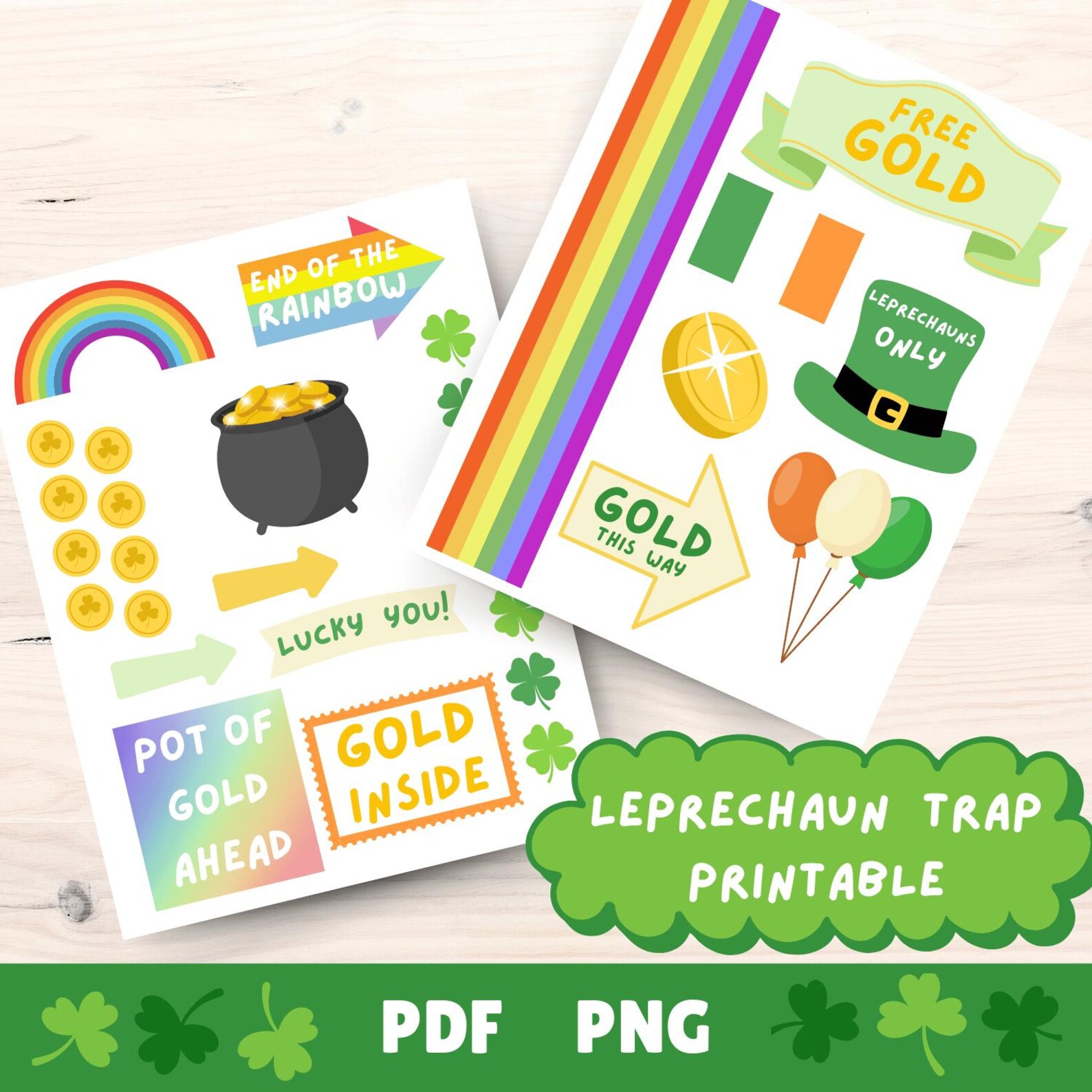 Leprechaun Trap Printable Elements PDF PNG, Easy St Patricks Day Craft ...