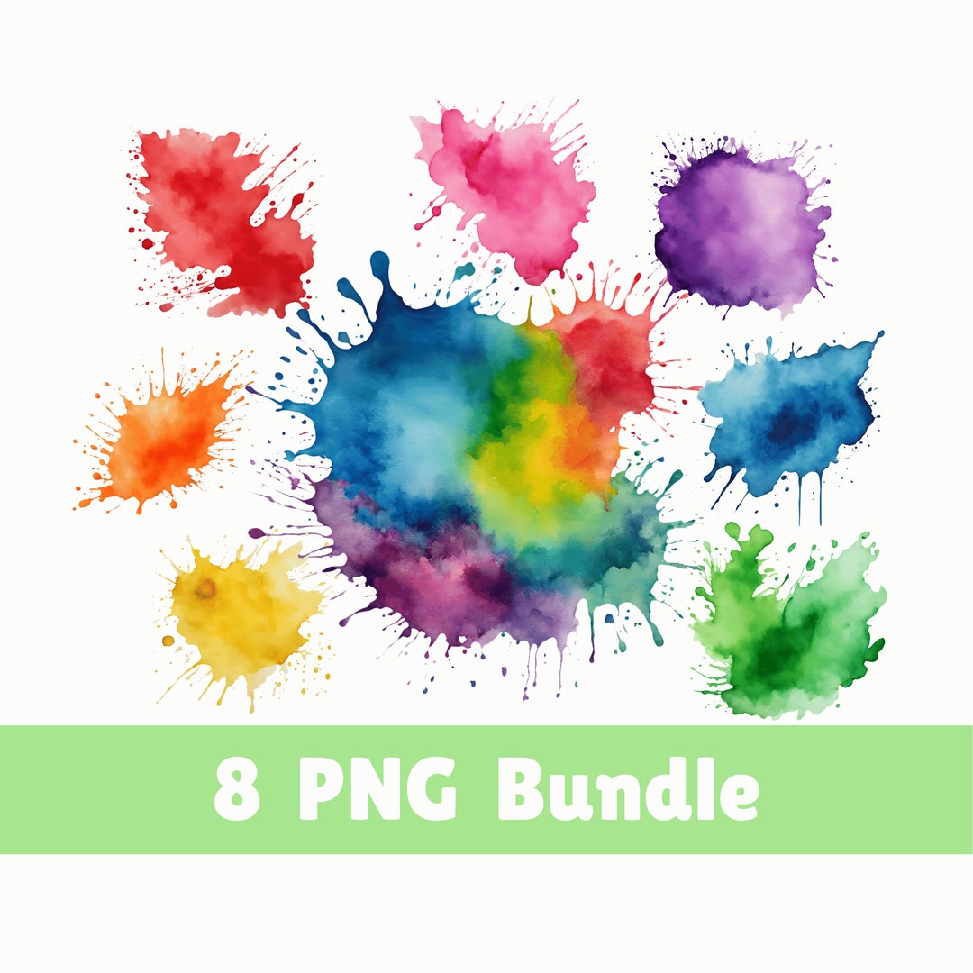 Watercolor Splatter PNG Clipart: Rainbow Backgrounds (digital Download ...