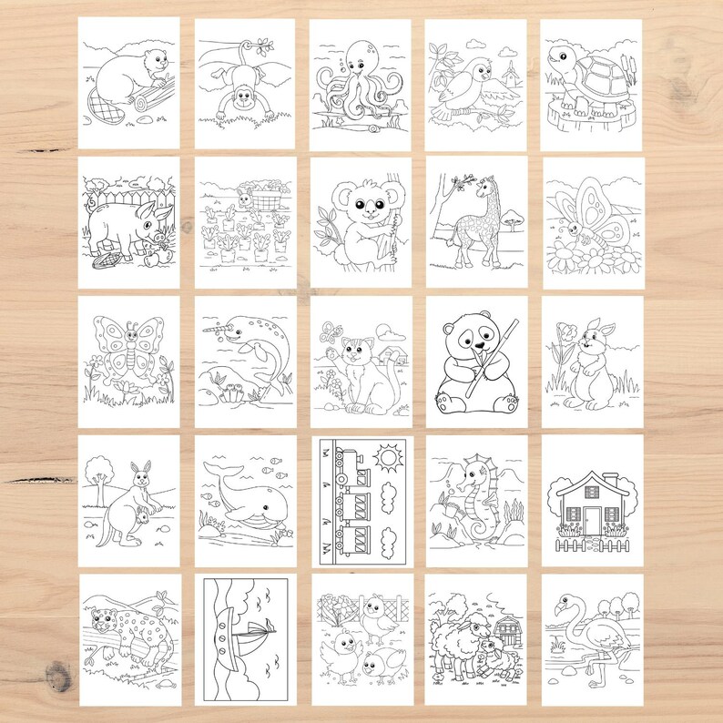 50 Nature Coloring Pages for Kids: Simple Printable Designs (PDF ...