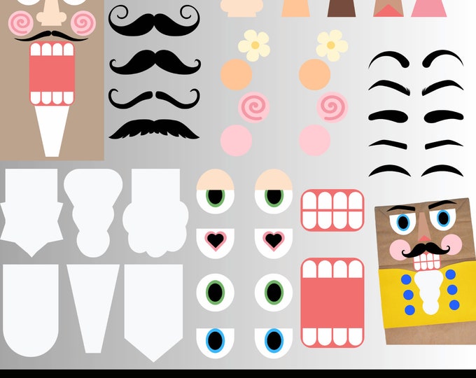 Conjunto de 9 Cara de Cascanueces SVG para Cricut & Silhouette, Cara de ...