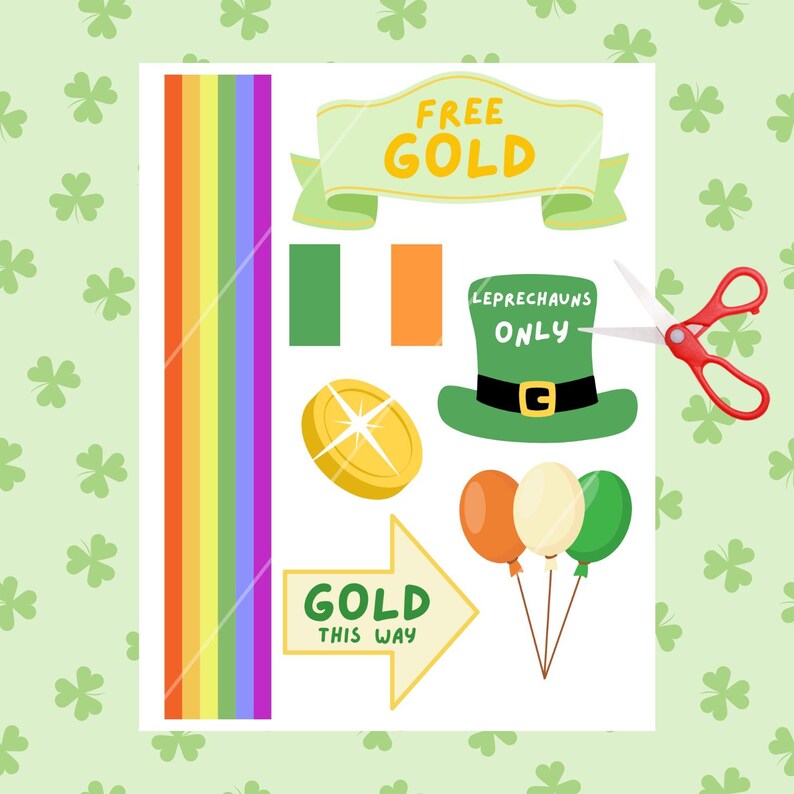 Leprechaun Trap Printable Elements PDF PNG, Easy St Patricks Day Craft ...