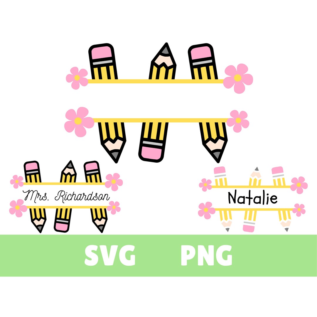 Pencil Name Frame, Back to School, SVG PNG, Teacher Gift, First Day of ...