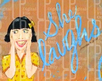 Poster Digital Download She Laughs 18x24 Proverbs 31:25 Women's Ladies ...