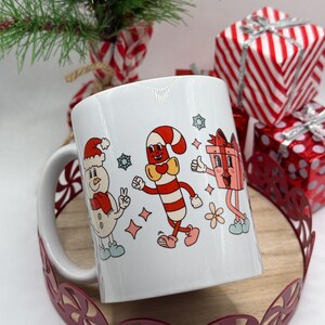 Retro Christmas Characters Coffee Glass Mug Holiday Coffee Cup - Etsy