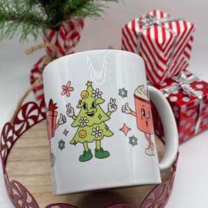 Retro Christmas Characters Coffee Glass Mug Holiday Coffee Cup - Etsy