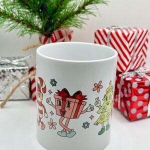 Retro Christmas Characters Coffee Glass Mug Holiday Coffee Cup - Etsy