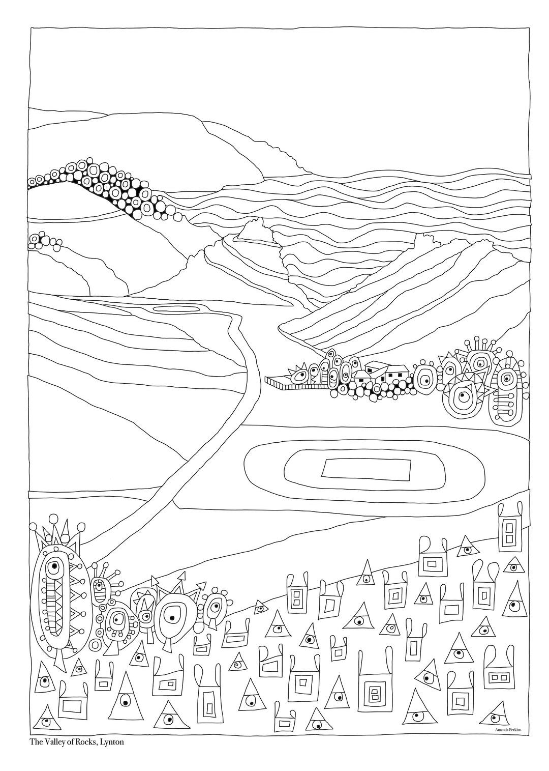 The Valley of Rocks, Lynton, Devon, Adult PDF Printable Colouring Sheet ...