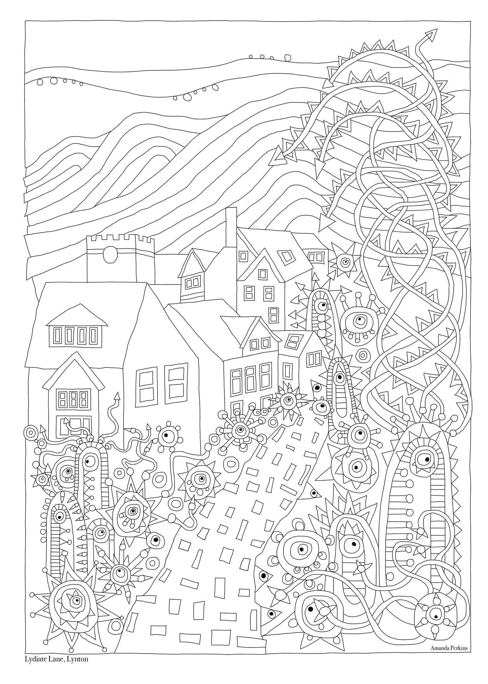 Lydiate Lane, Lynton, Adult PDF Printable Colouring Sheet - Etsy