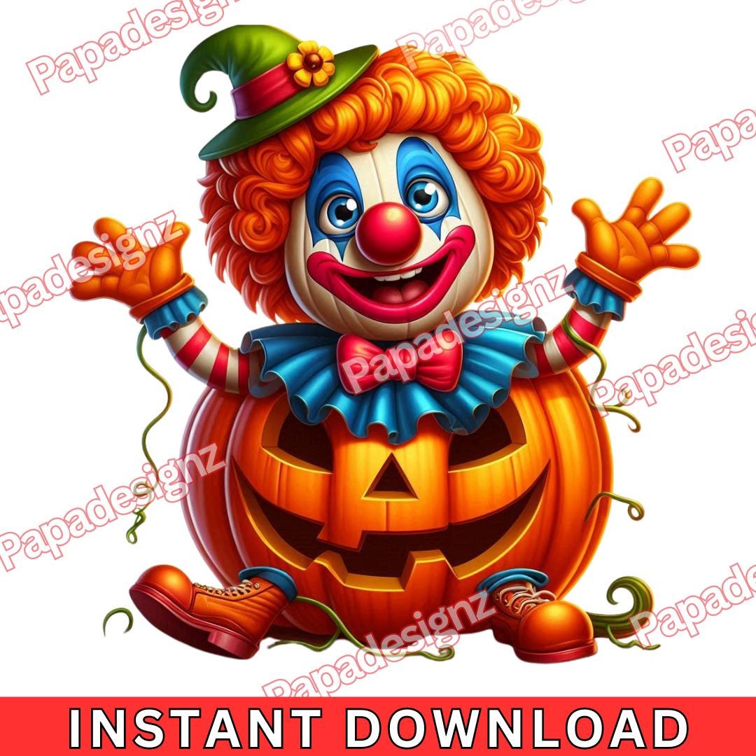Clown Pumpkin PNG Clown Halloween Spooky Pumpkin Fall Circus Pumpkin ...
