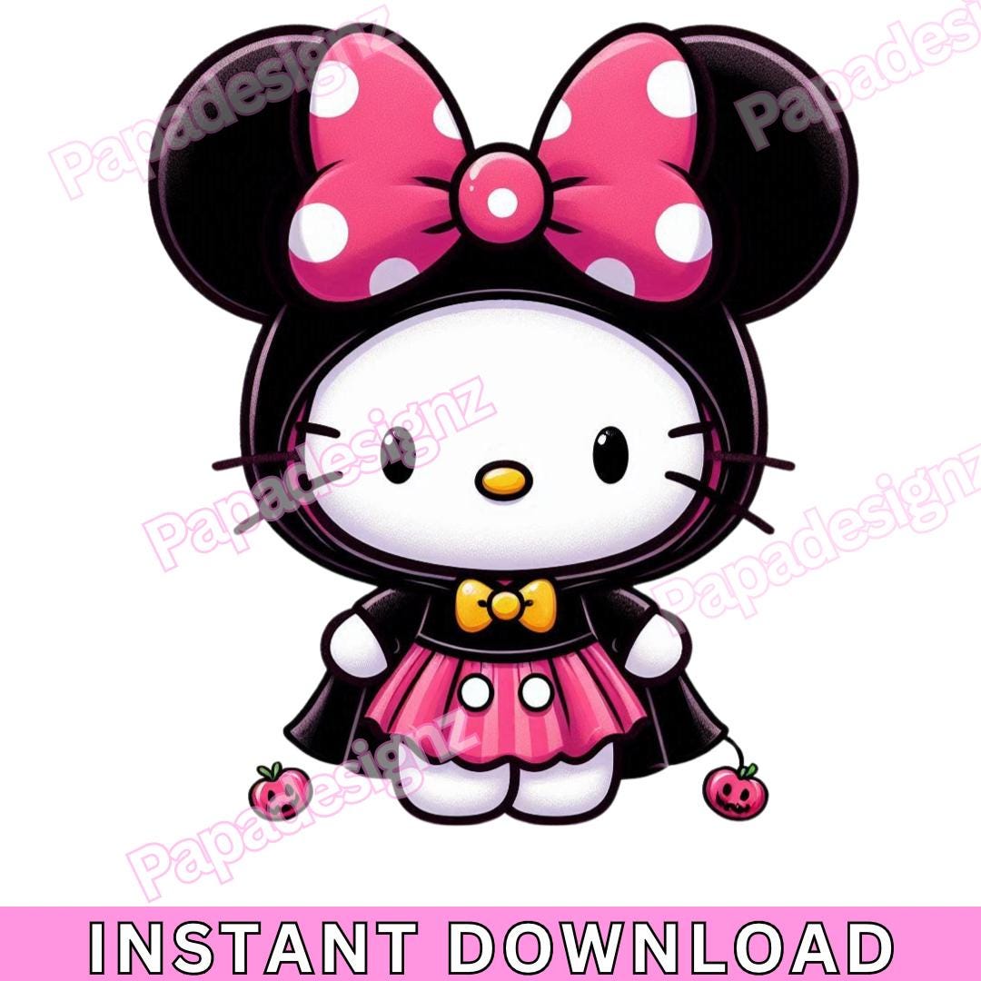 Minnie Kitty Costume Halloween PNG Fall Season Pink Polka Dot ...