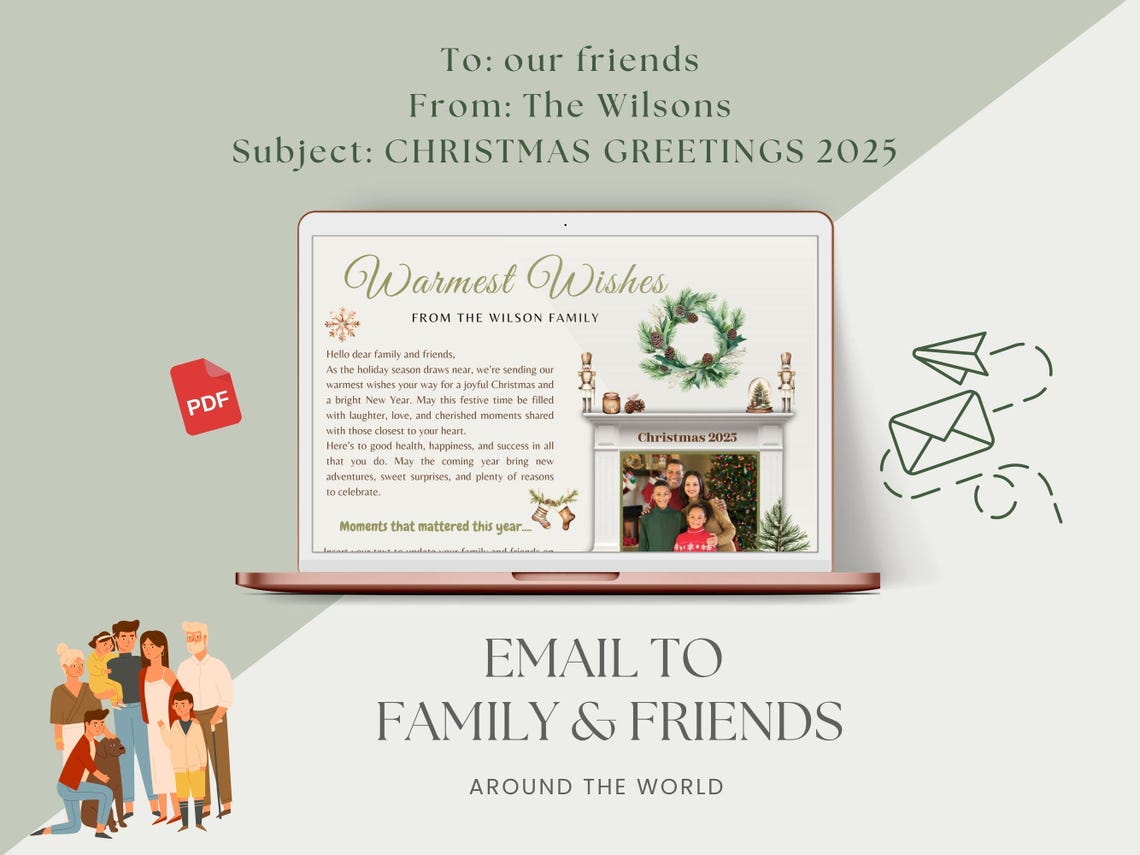 Cozy Christmas Family Newsletter Template | Canva Printable Holiday ...