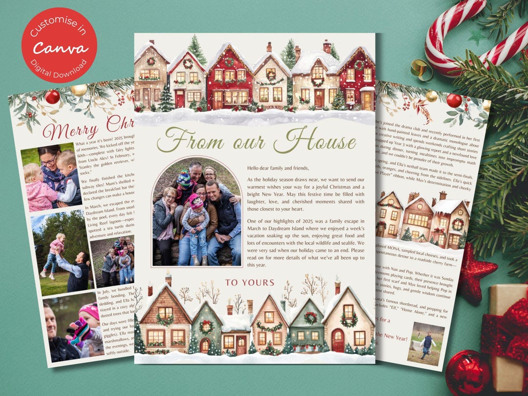 Family Christmas Newsletter Template | Editable Year in Review Letter ...