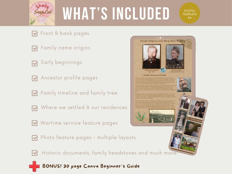 Family Ancestry Book Canva Template | Editable Family Tree Chart ...