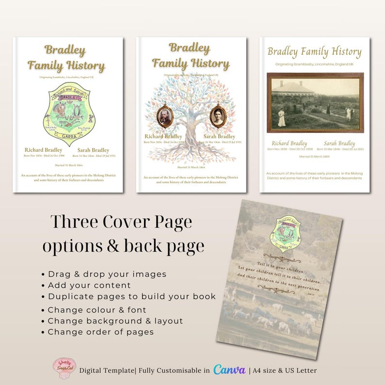 Family Ancestry Book Canva Template | Editable Family Tree Chart ...