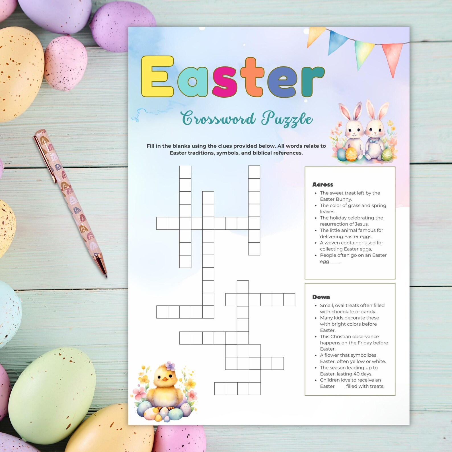 Easter Crossword Puzzle Fun | Easter Activity for Kids | Easter Party ...