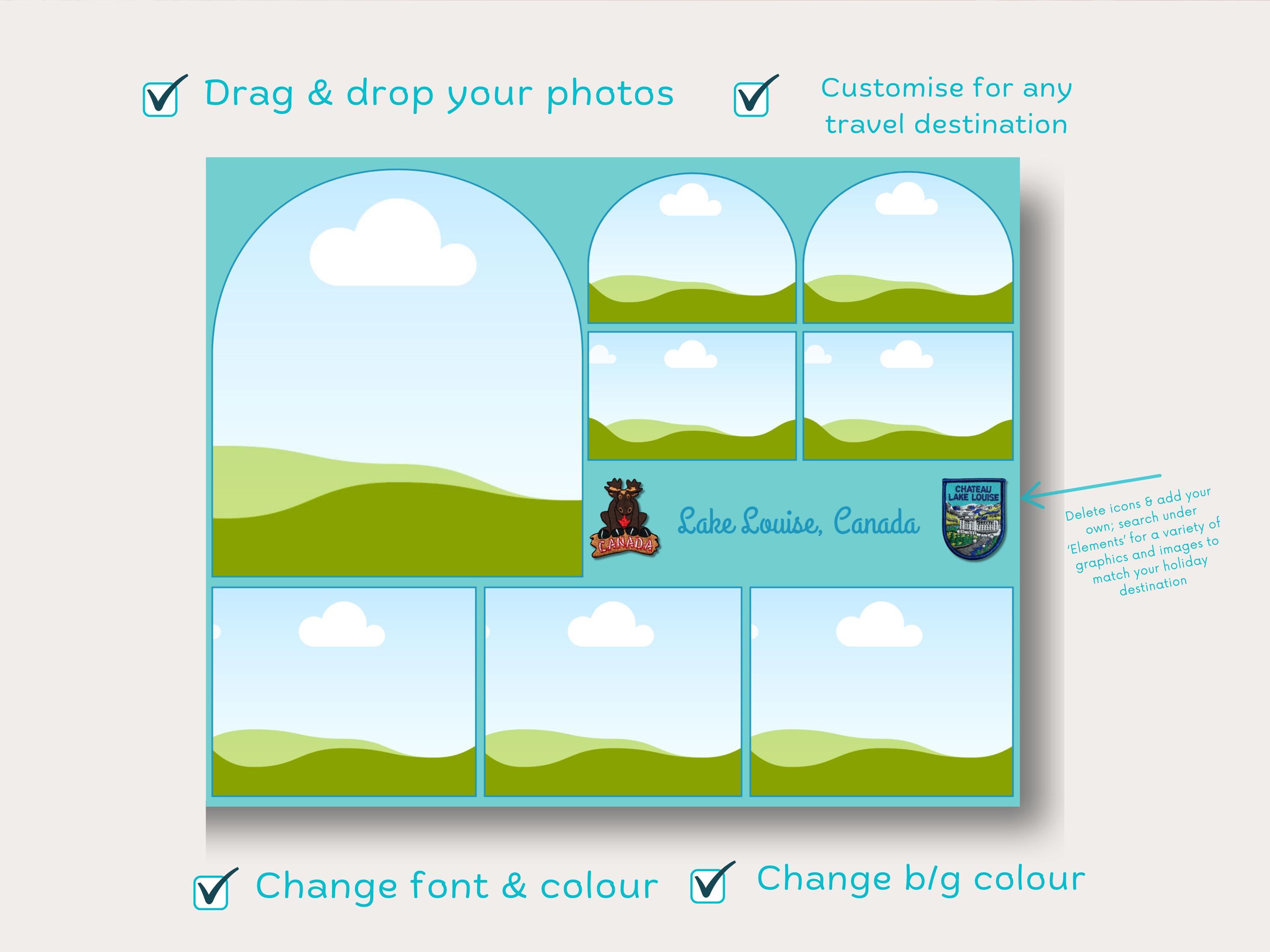 Travel Photo Collage Canva Template | Family Vacation Photo Collage ...