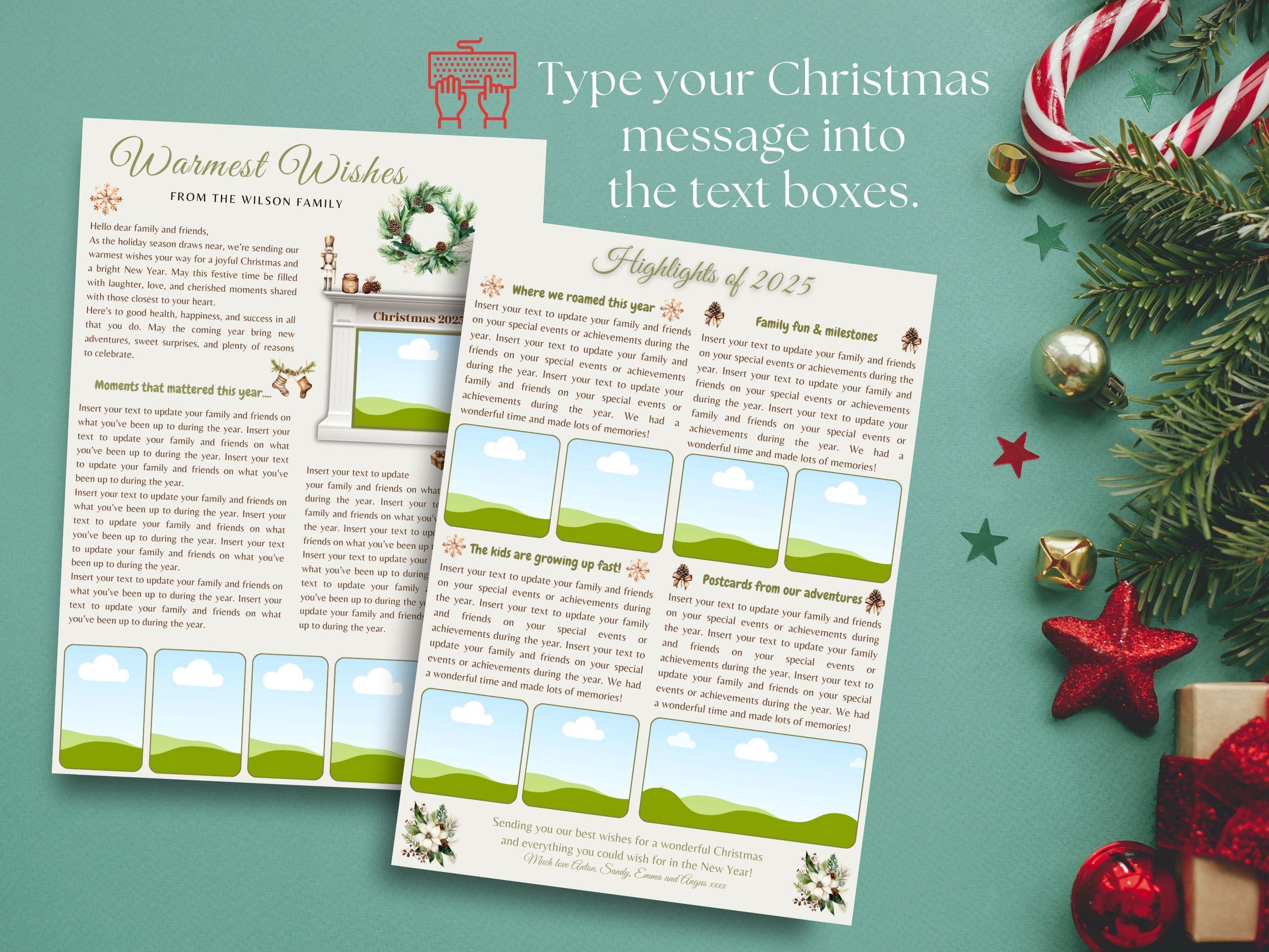 Cozy Christmas Family Newsletter Template | Canva Printable Holiday ...